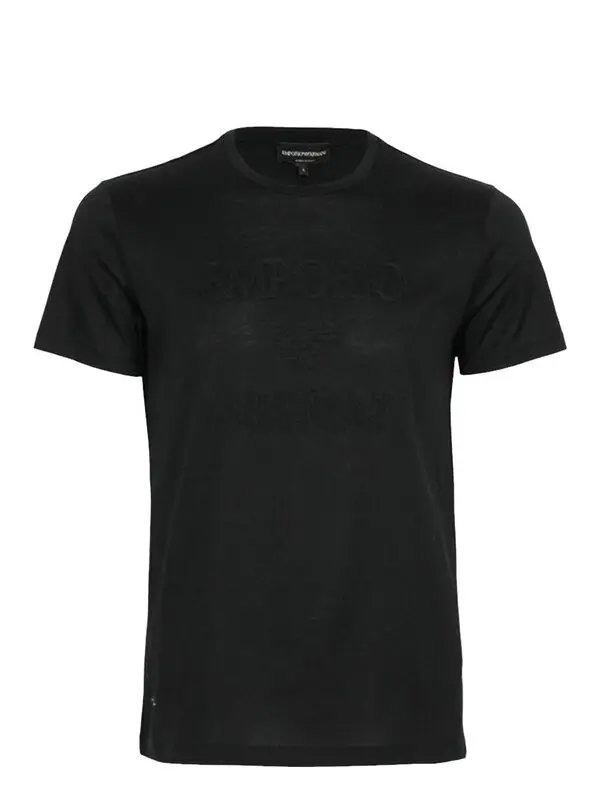 Emporio Armani Cotton Embroidered Short-sleeved T-shirt - Black