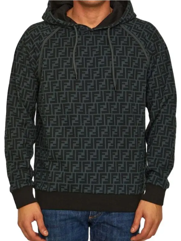Fendi Ff Logo Hooded Sweater - Black