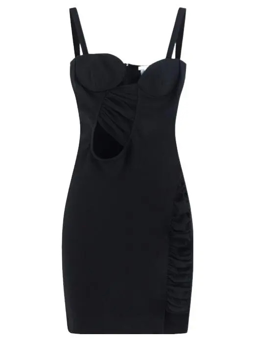NENSI DOJAKA Asymmetric Ruched Cut-out Mini Dress - No