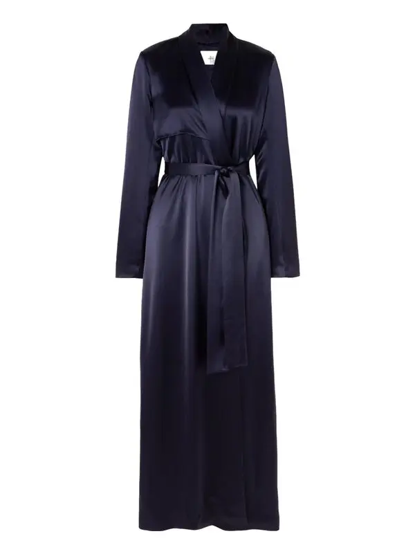 Galvan Satin Trench Coat With Belt - Black