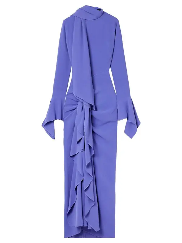 Solace Nella Draped Ruched Crepe Maxi Dress - Blue