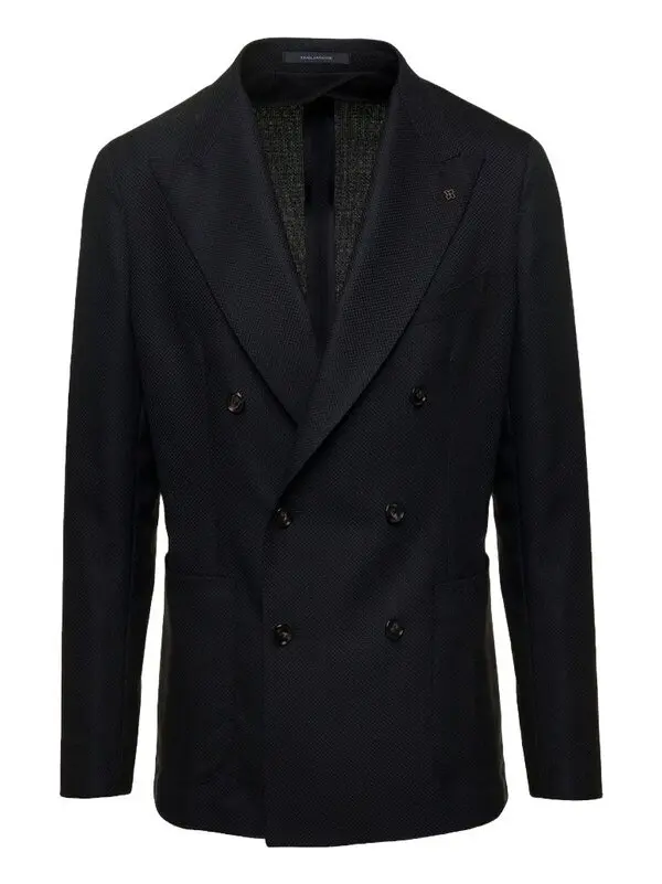 Tagliatore V-neck Long-sleeved Suit Coat - Black