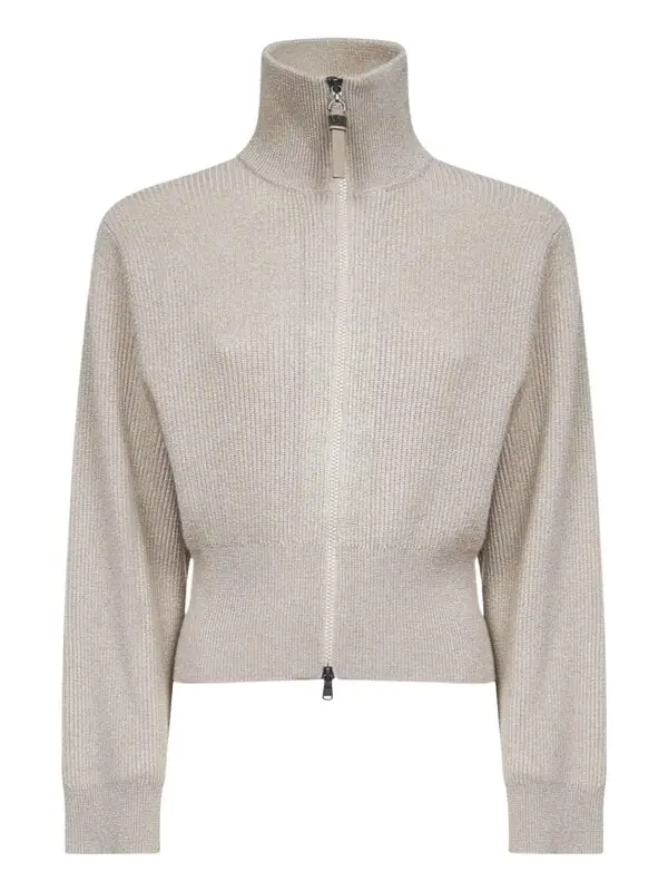 Brunello Cucinelli Zip-up Knitted Cardigan - Nude