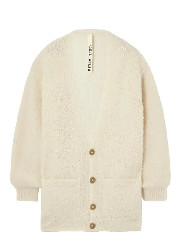 PETAR PETROV Silk-blend Bouclé Cardigan - Nude