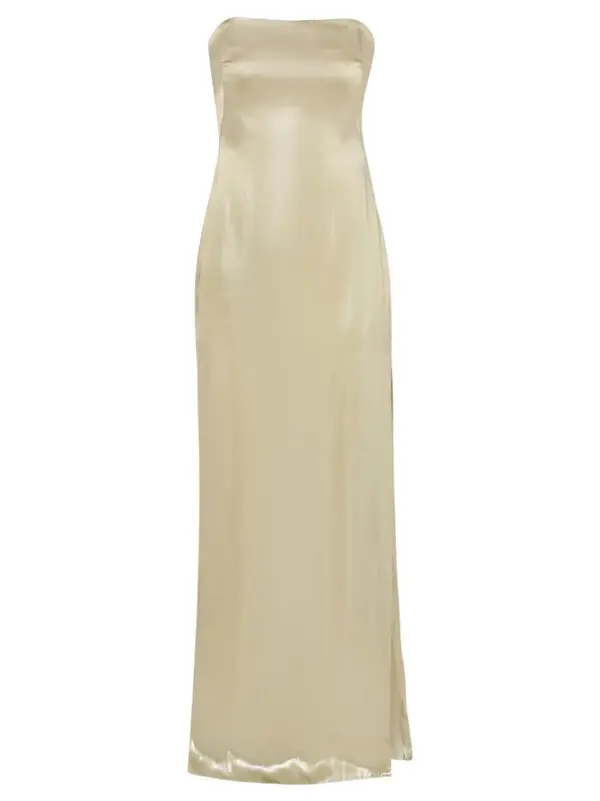 Galvan Maxi Slip Dress With Side Slit - Nude