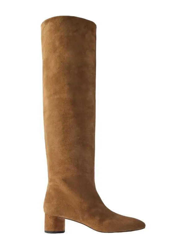 AeydĒ Knee-high Suede Boots With Block Heel - Brown