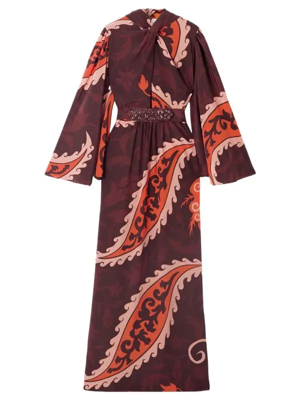 Johanna Ortiz Maxi Dress With Beaded Belt - Red