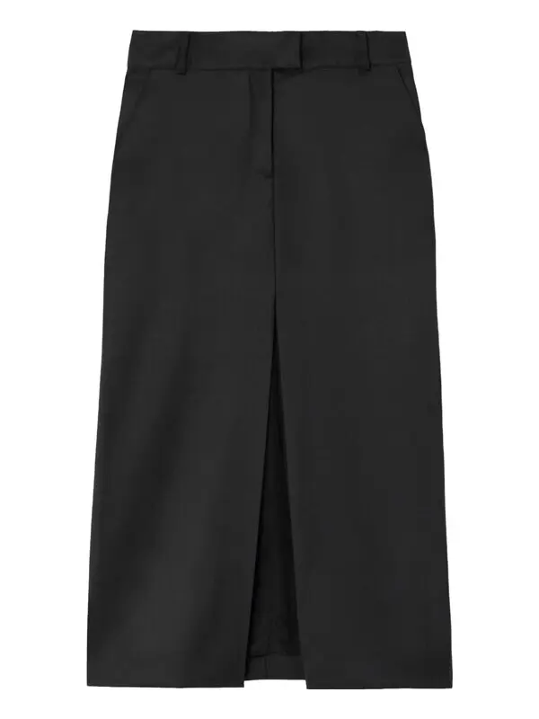 Johanna Ortiz Wool Slit Pencil Skirt - Black