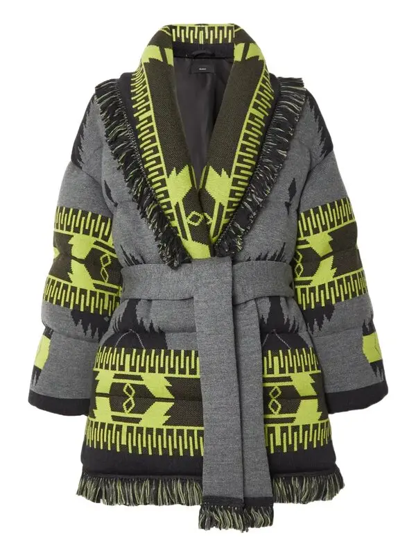 Alanui Jacquard Wool Down Coat - Black