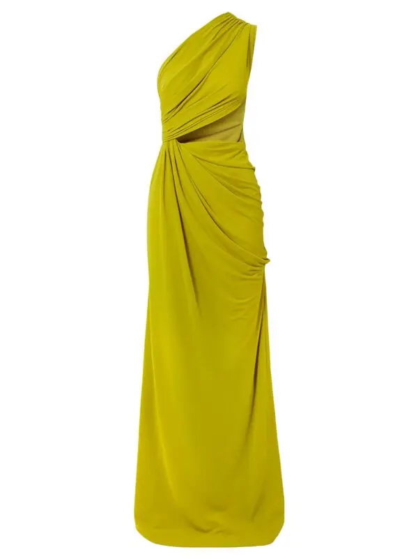 Alex Perry One-shoulder Draped Evening Gown - Brown
