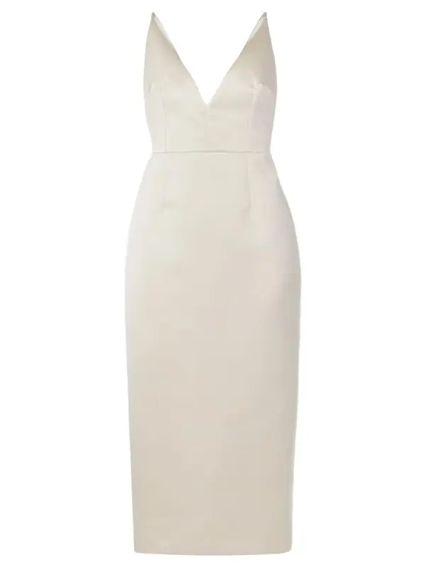 EMILIA WICKSTEAD V-neck Open Back Satin Dress - No