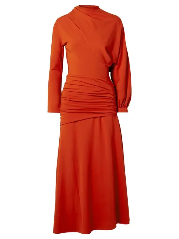 Johanna Ortiz Gathered Stretch-jersey Maxi Dress - Red