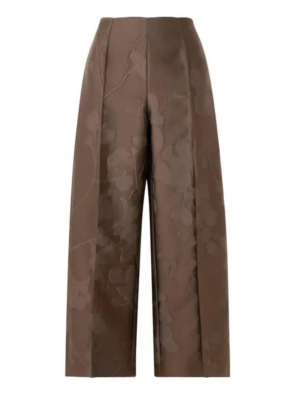 EMILIA WICKSTEAD Jacquard High Waist Wide-leg Cropped Trousers - Brown