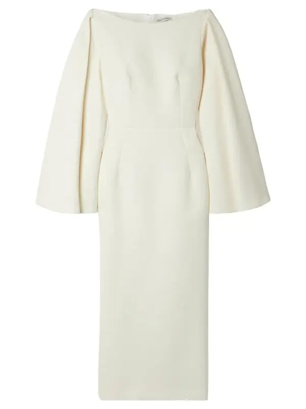 EMILIA WICKSTEAD Midi Dress With Cape Effect Sleeves - White