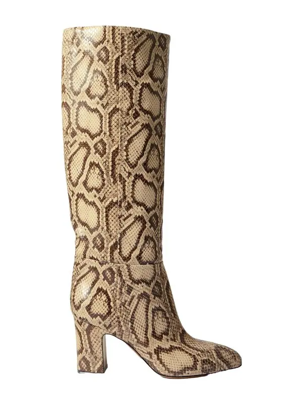 Paris Texas Lavinia Snake-effect Leather Knee-high Block Heel Boots - Nude