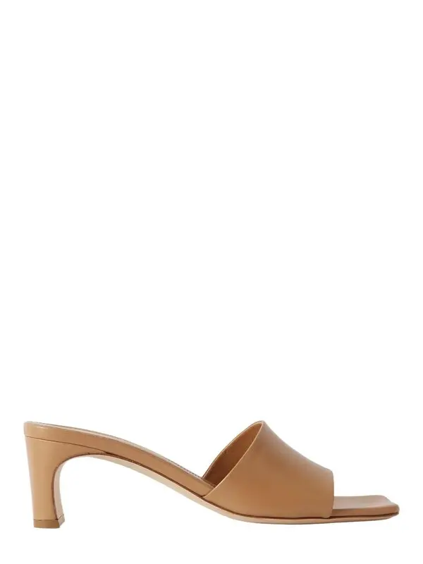AeydĒ High Heel Open Toe Slide Sandals - Brown