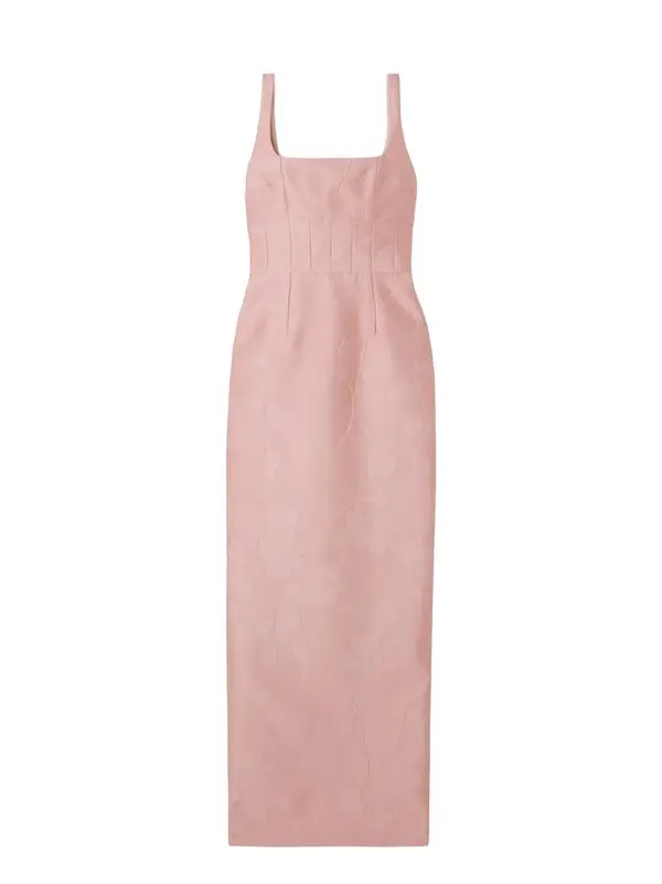 EMILIA WICKSTEAD Megara Paneled Cloqué Maxi Dress - Pink