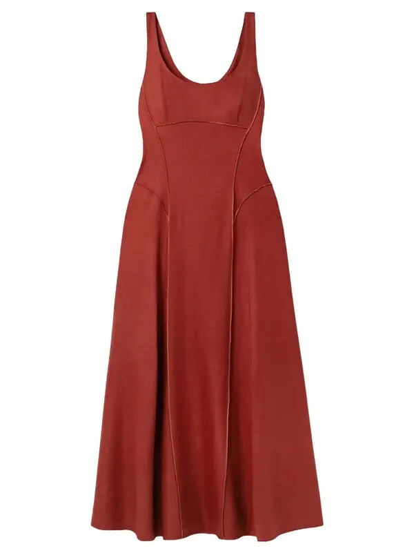 Adam Lippes Paneled Stretch-canvas Midi Dress - Red