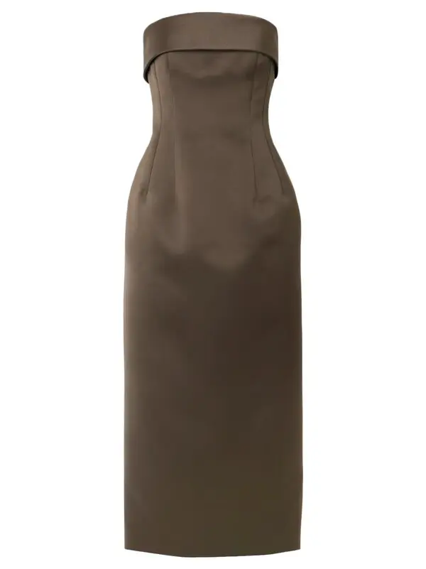 EMILIA WICKSTEAD Strapless Satin Maxi Dress - Brown