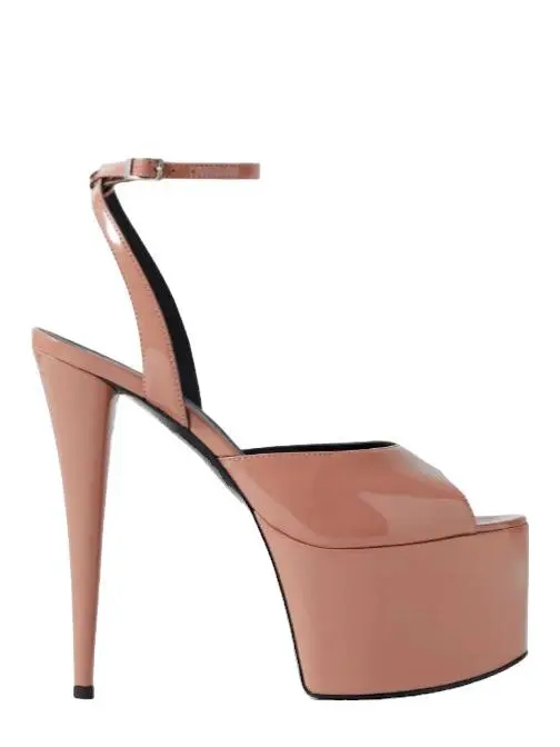 GIUSEPPE ZANOTTI Faux Patent-leather Platform Sandals - Pink