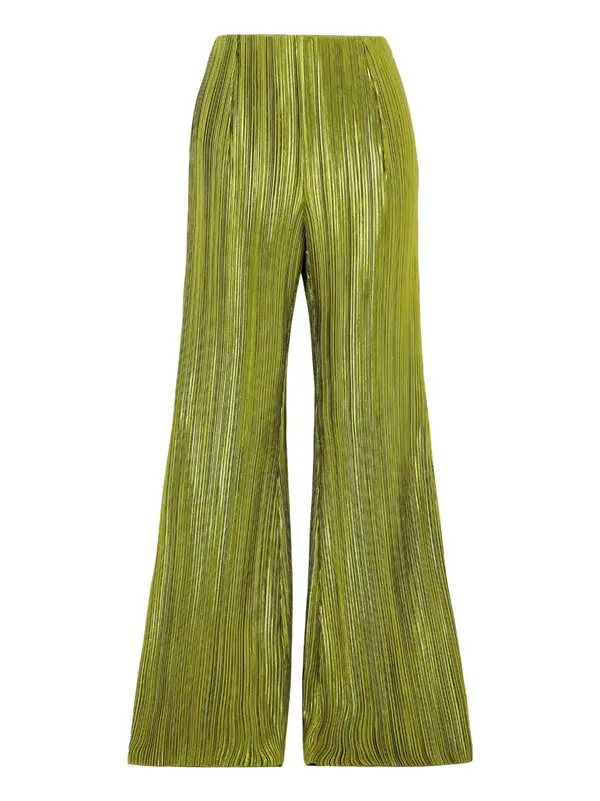 Galvan Metallic Plissé-crepe Flared Pants - No