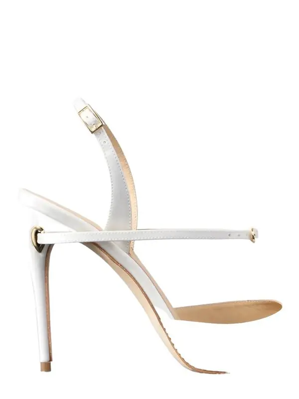 Jennifer Chamandi Pointed Toe Slingback Stiletto Sandals With Beaded Embellishments - White