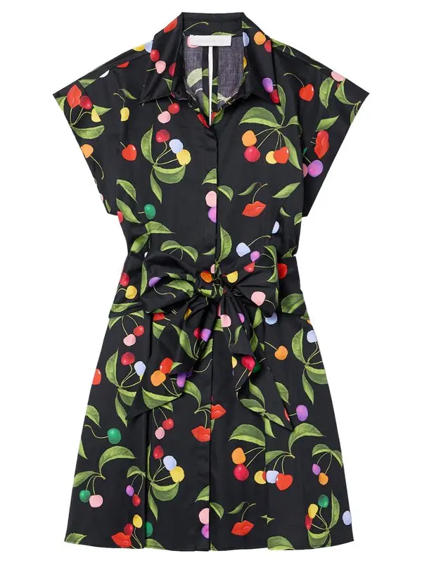 Borgo De Nor Helena Tie-front Printed Cotton Mini Shirt Dress - No