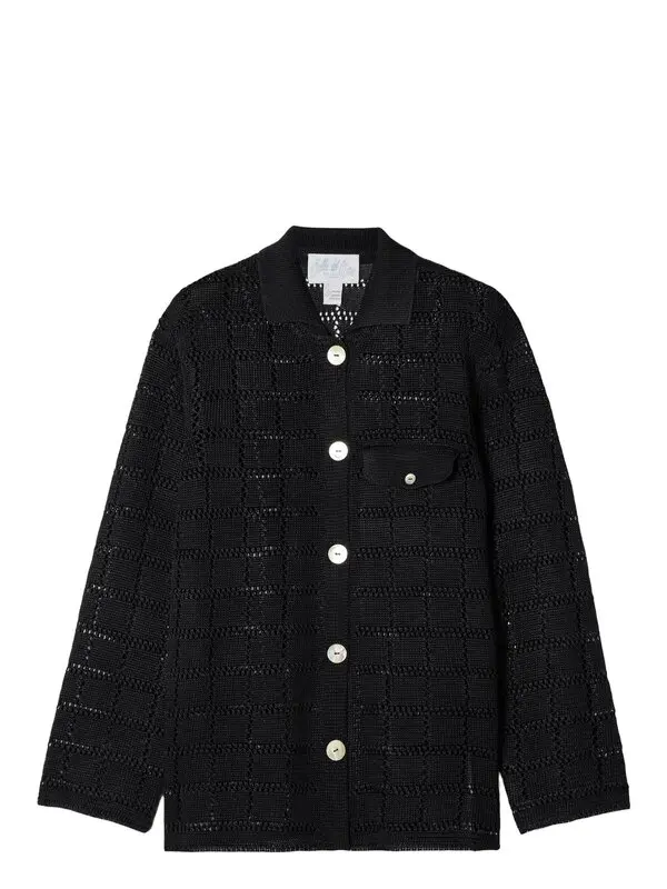 Calle Del Mar Pointelle-knit Shirt - Black