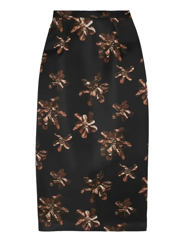 EMILIA WICKSTEAD Floral-print Satin Midi Skirt - No