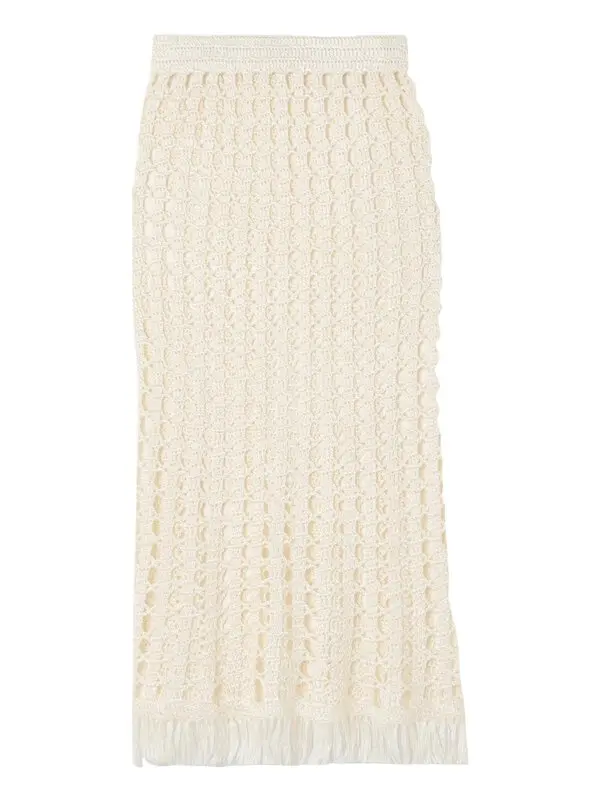 Calle Del Mar Crochet Fringe Midi Skirt - No