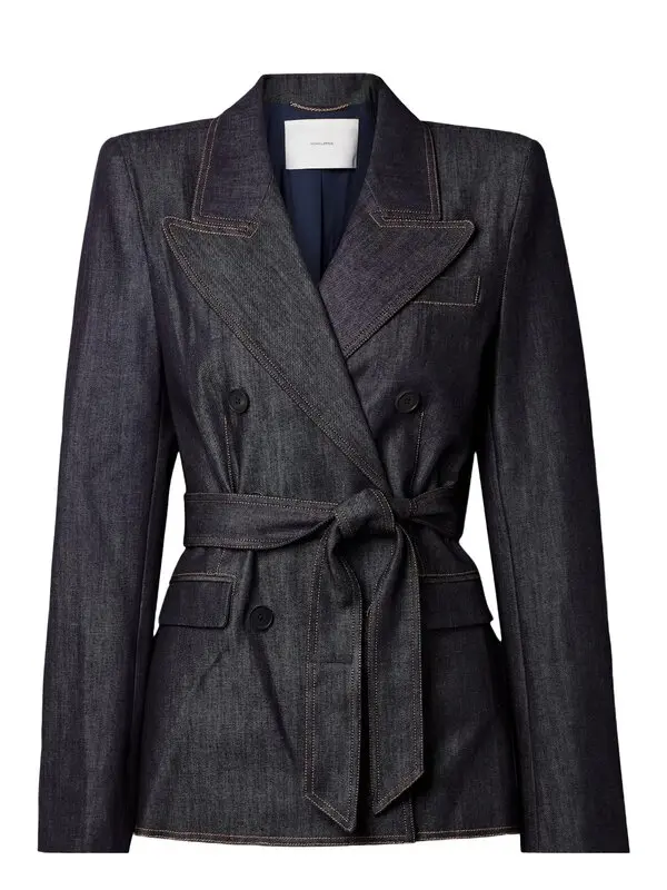 Adam Lippes Belted Double-breasted Denim Jacket - No