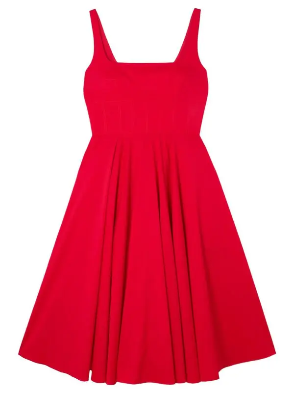 EMILIA WICKSTEAD Square Neck Wide Strap Midi Dress - Red