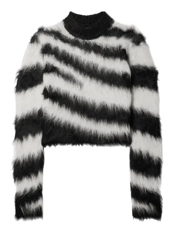 Monse Cropped Zebra-print Alpaca-blend Sweater - No