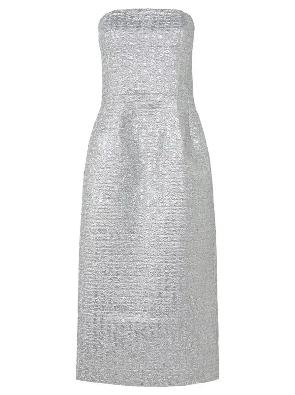EMILIA WICKSTEAD Metallic Cloqué Midi Dress - Gray