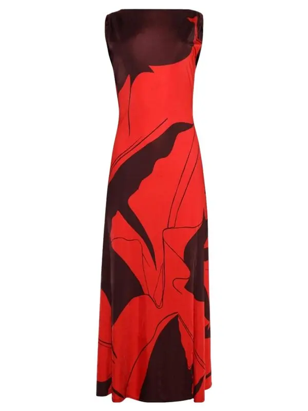 Johanna Ortiz Scarlet Palm Leaf Print Maxi Dress - No