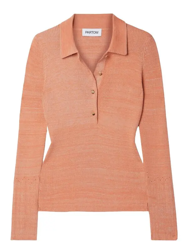 Partow Ribbed Silk And Cotton-blend Polo Sweater - No