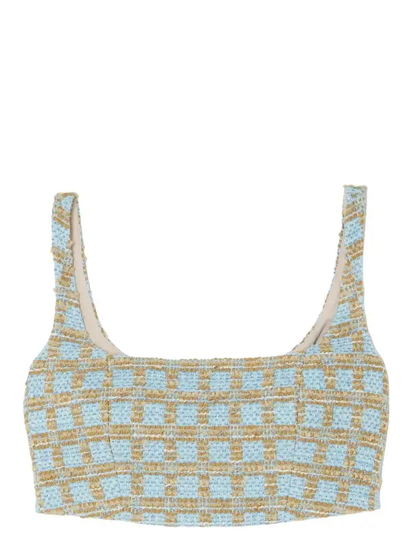 EMILIA WICKSTEAD Cropped Checked Bouclé Top - No
