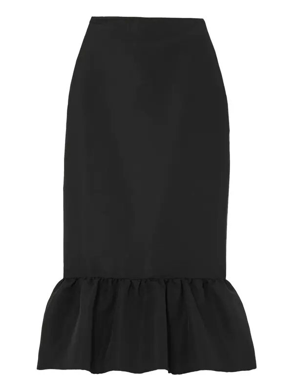 Brandon Maxwell Ruffled Silk-twill Midi Skirt - No