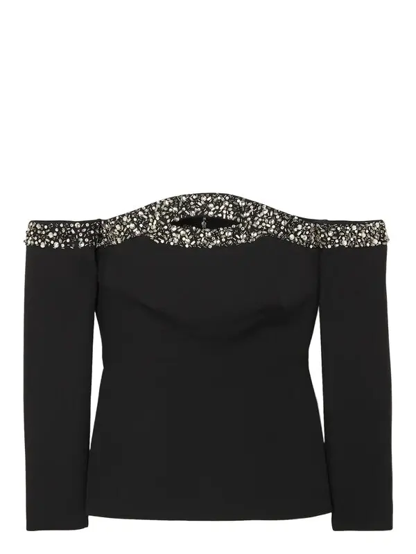 Safiyaa Off-the-shoulder Embellished Crepe Top - No