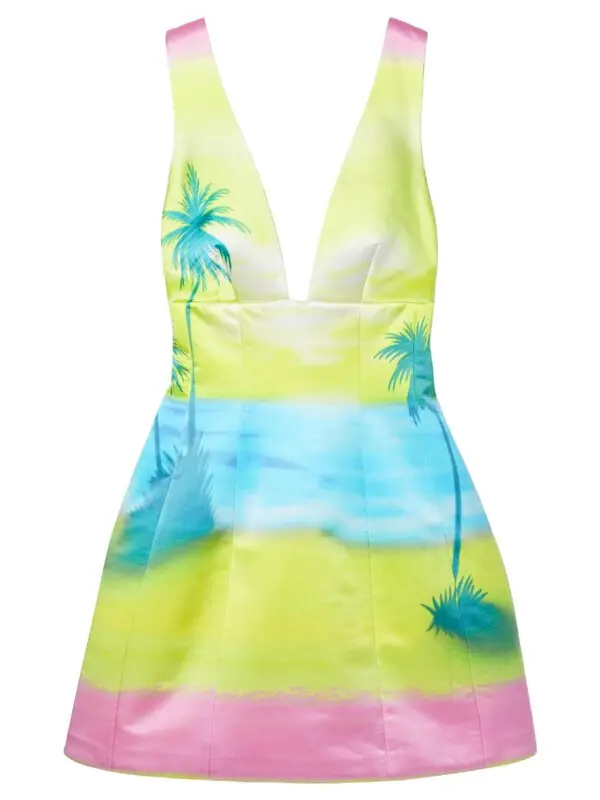 Brandon Maxwell Printed Silk-satin Mini Dress - No