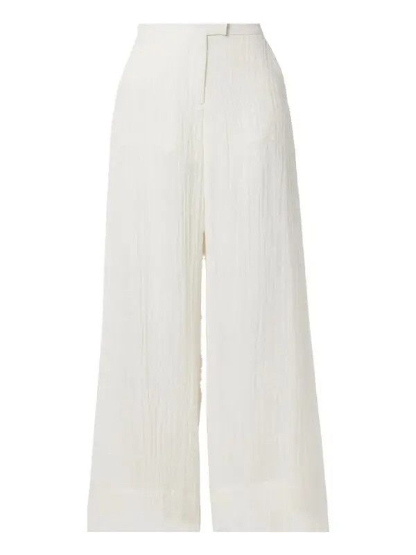 Lisa Marie Fernandez Crinkled Linen-blend Gauze Wide-leg Pants - No