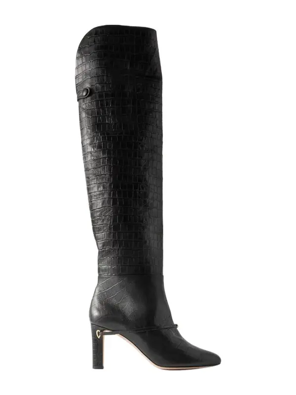 Jennifer Chamandi Stiletto Heel Knee High Boots - Black