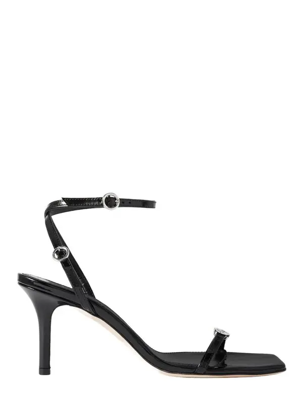 AeydĒ Ankle Wrap Strap Stiletto Heel Sandals - Black