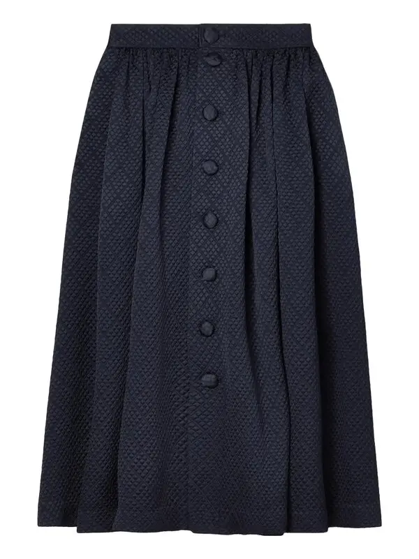 Adam Lippes High-waisted Flared Matelassé Skirt - Black