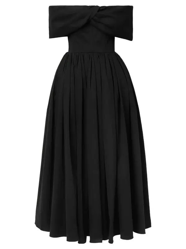 Brandon Maxwell Off-the-shoulder Cotton-blend Poplin Midi Dress - Black
