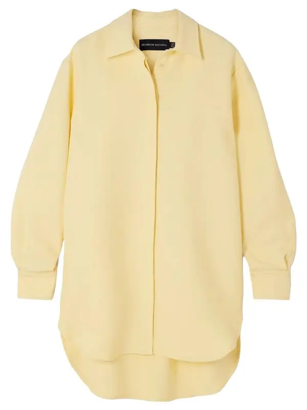 Brandon Maxwell Wool And Silk-blend Crepe Mini Shirt Dress - Nude