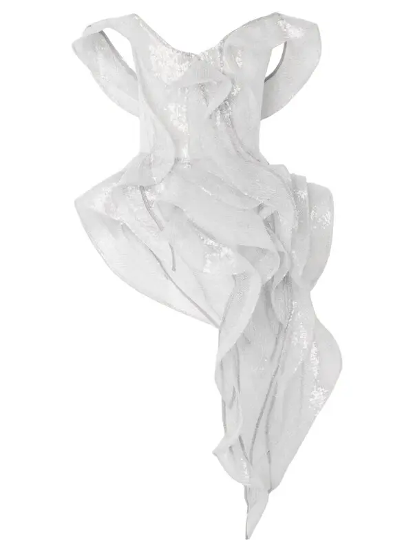 Maticevski Ruffled Sequined Mesh Top - No