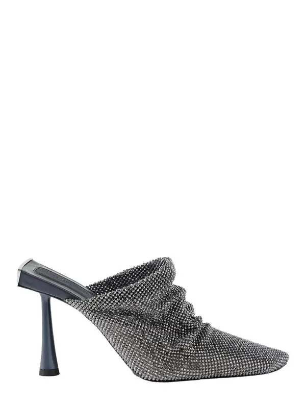 Benedetta Bruzziches Crystal-embellished Chainmail Mules - Black