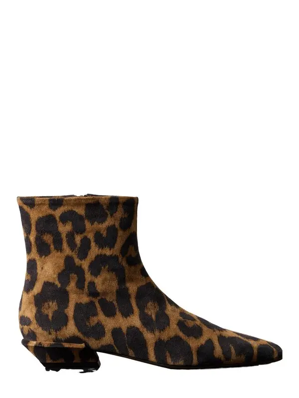 Paris Texas Leopard Print Suede Ankle Boots - Black