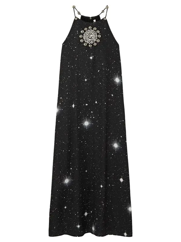 CHRISTOPHER KANE Embellished Printed Crepe Midi Dress - No